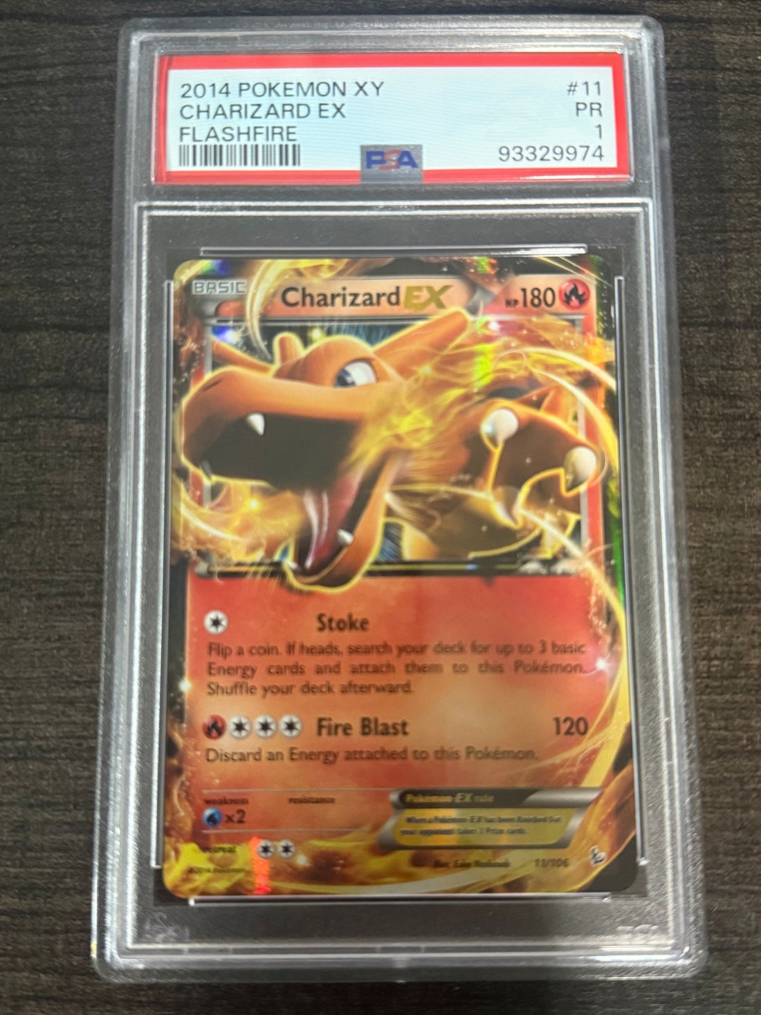 Graded Pokemon Card 2014 Charizard EX Flashfire PSA 1 PR Rare