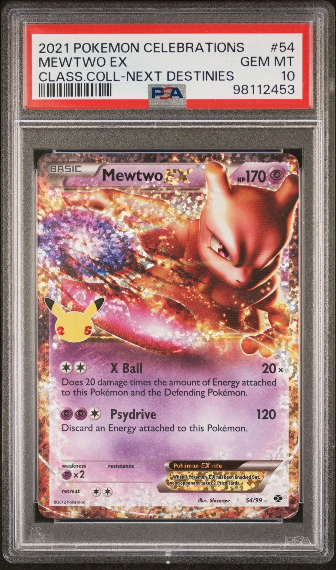 Graded Pokemon Card 2021 Mewtwo EX Classic Collection PSA 10